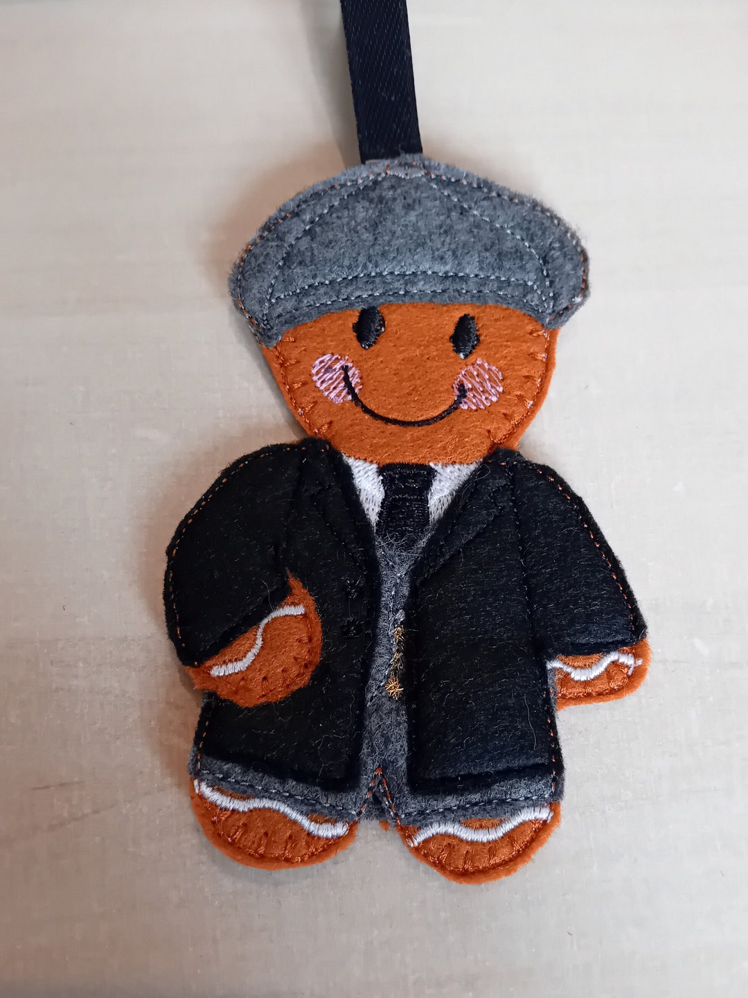 Gingerbread Man Wearing a Suit and Peaked Cap Hanging Felt Ornament - Etsy