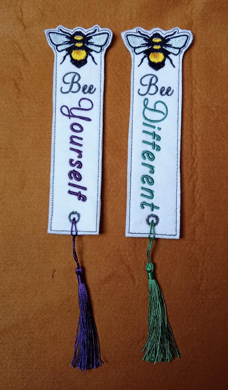 Bee Themed Machine Embroidered Felt Bookmark (choice of 8) - Etsy