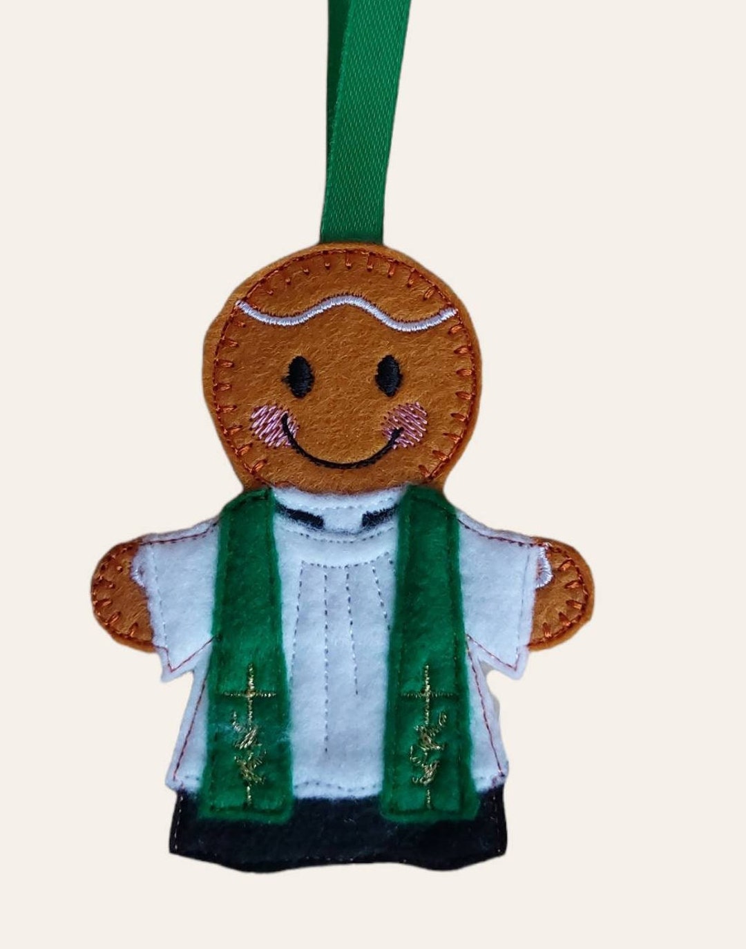 Vicar Gingerbread Man Hanging Felt Ornament - Etsy