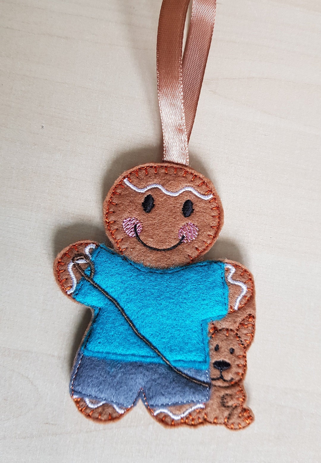 Dog Walker Gingerbread Man Hanging Felt Ornament - Etsy