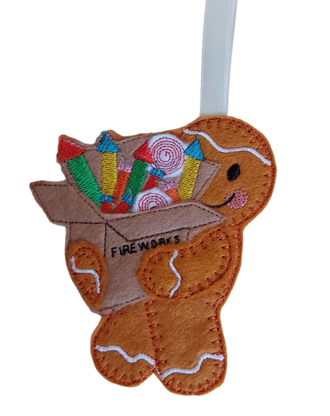 Gingerbread Hanging Felt Ornament Carrying Fireworks - Etsy