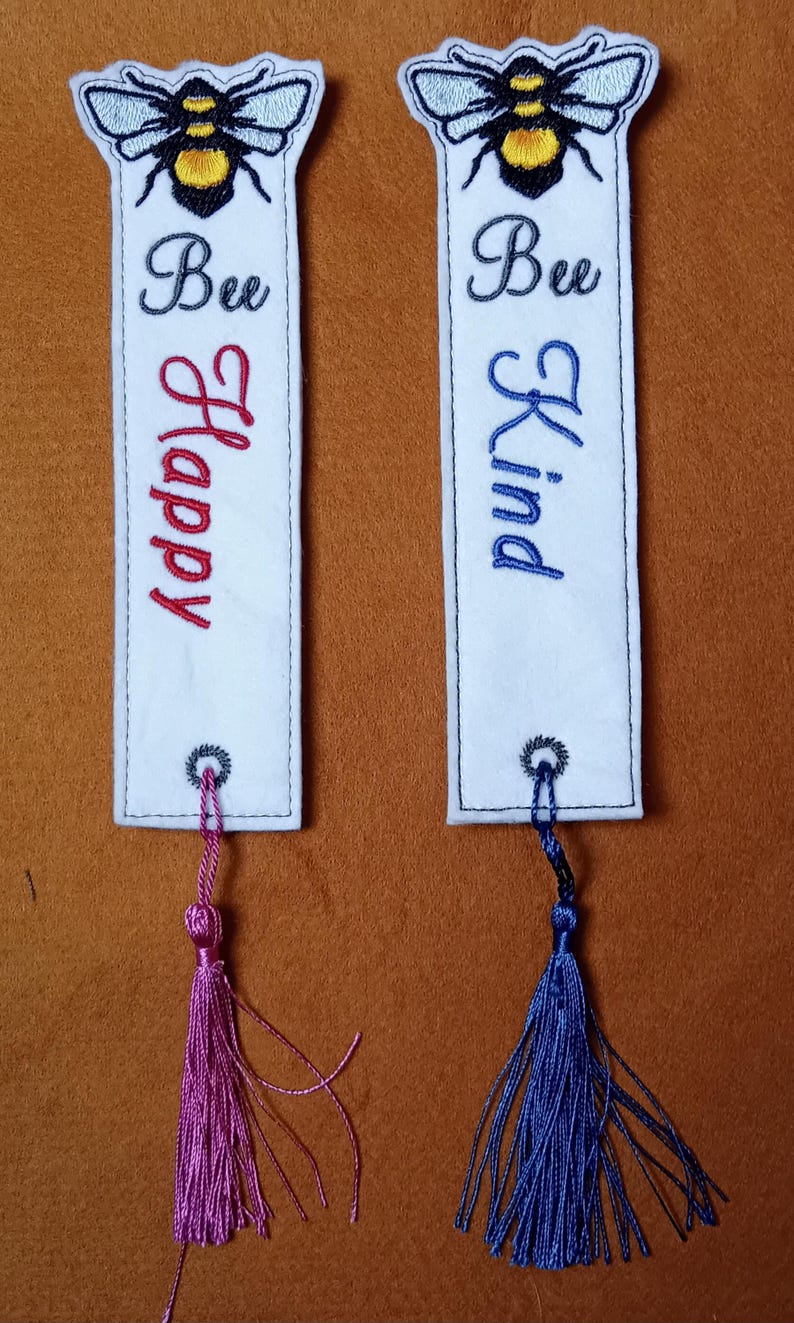 Bee Themed Machine Embroidered Felt Bookmark (choice of 8) - Etsy