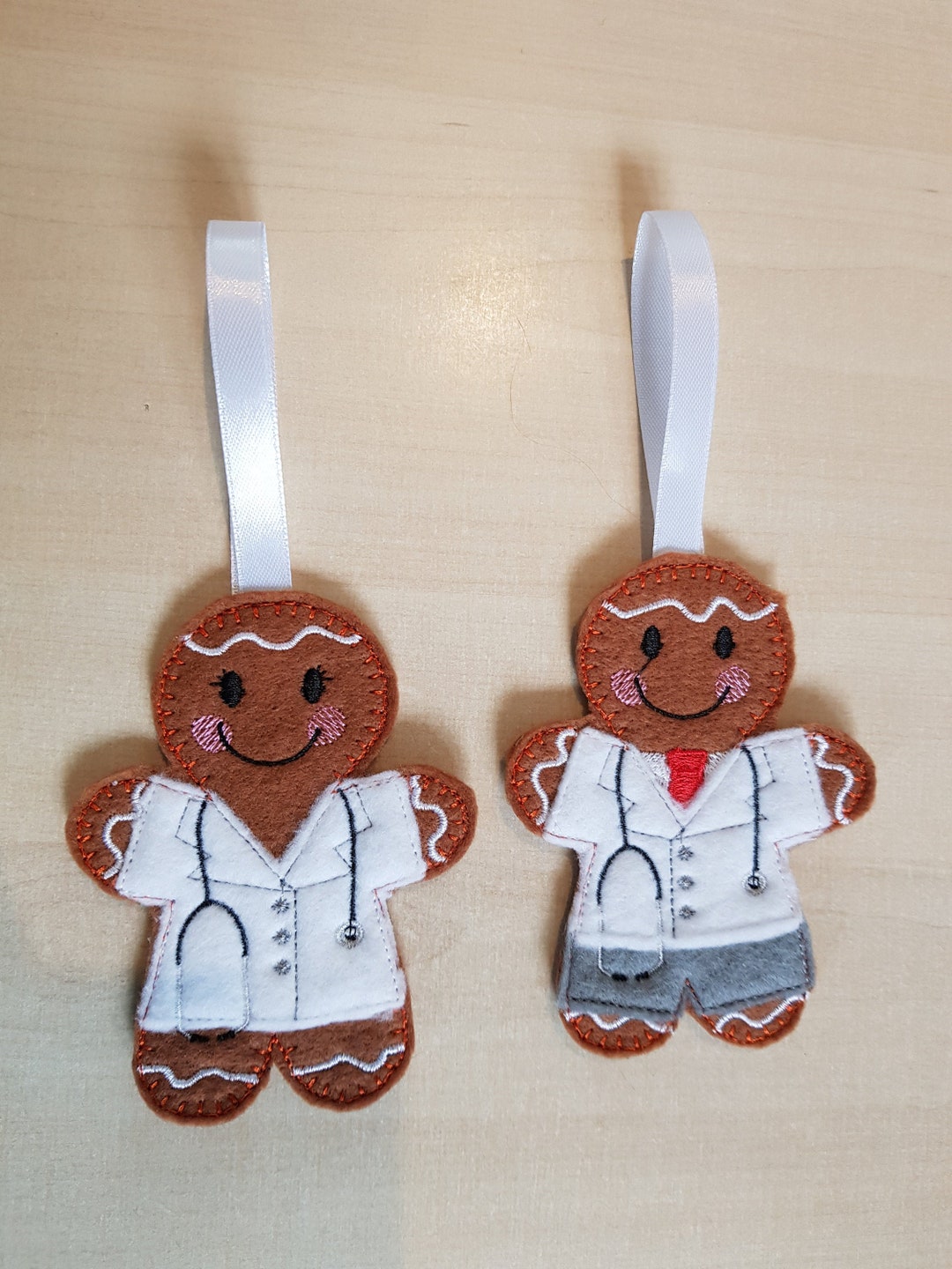 Doctor Gingerbread Man/lady Hanging Felt Ornament - Etsy