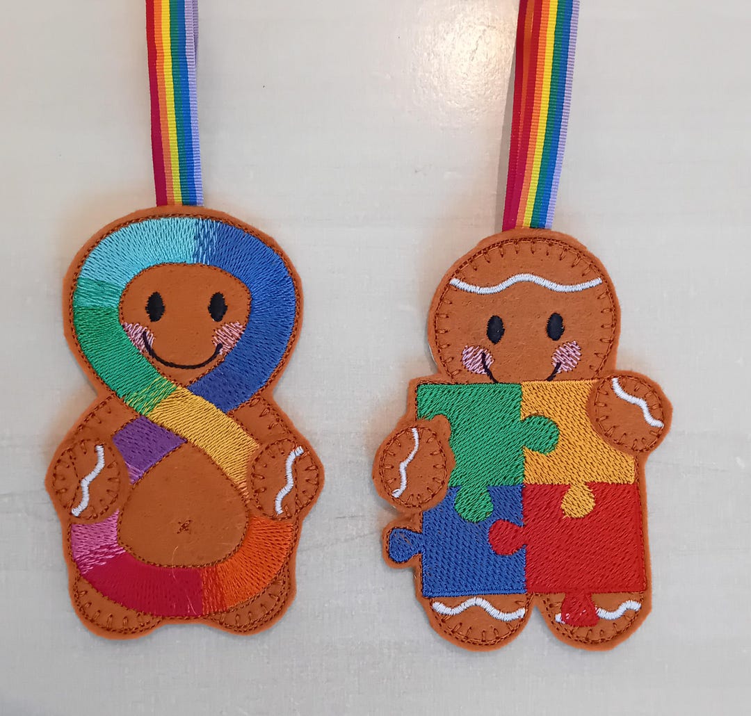 Autism Infinity or Autism Jigsaw Puzzle Gingerbread Person Hanging Felt ...