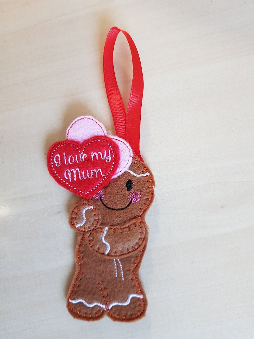 I Love My Mum/mam/mom Balloons Gingerbread Man Hanging Felt Ornament - Etsy