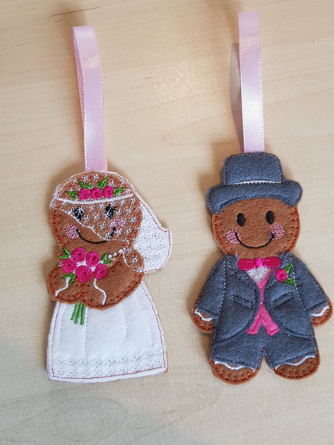 Bride And/or Groom Gingerbread Hanging Felt Ornament With or Without ...