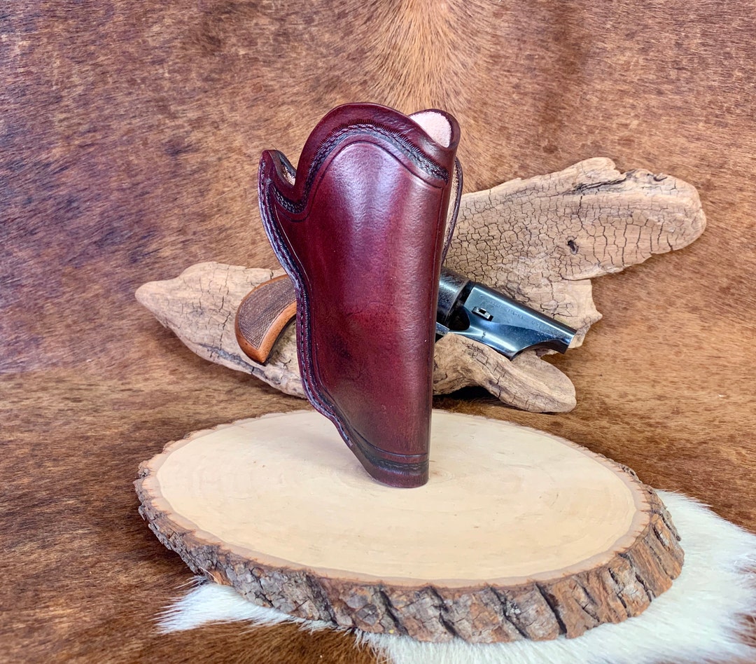 Handmade 1860 Snub Nose Holster: Mahogany Veg Tan Leather - Etsy