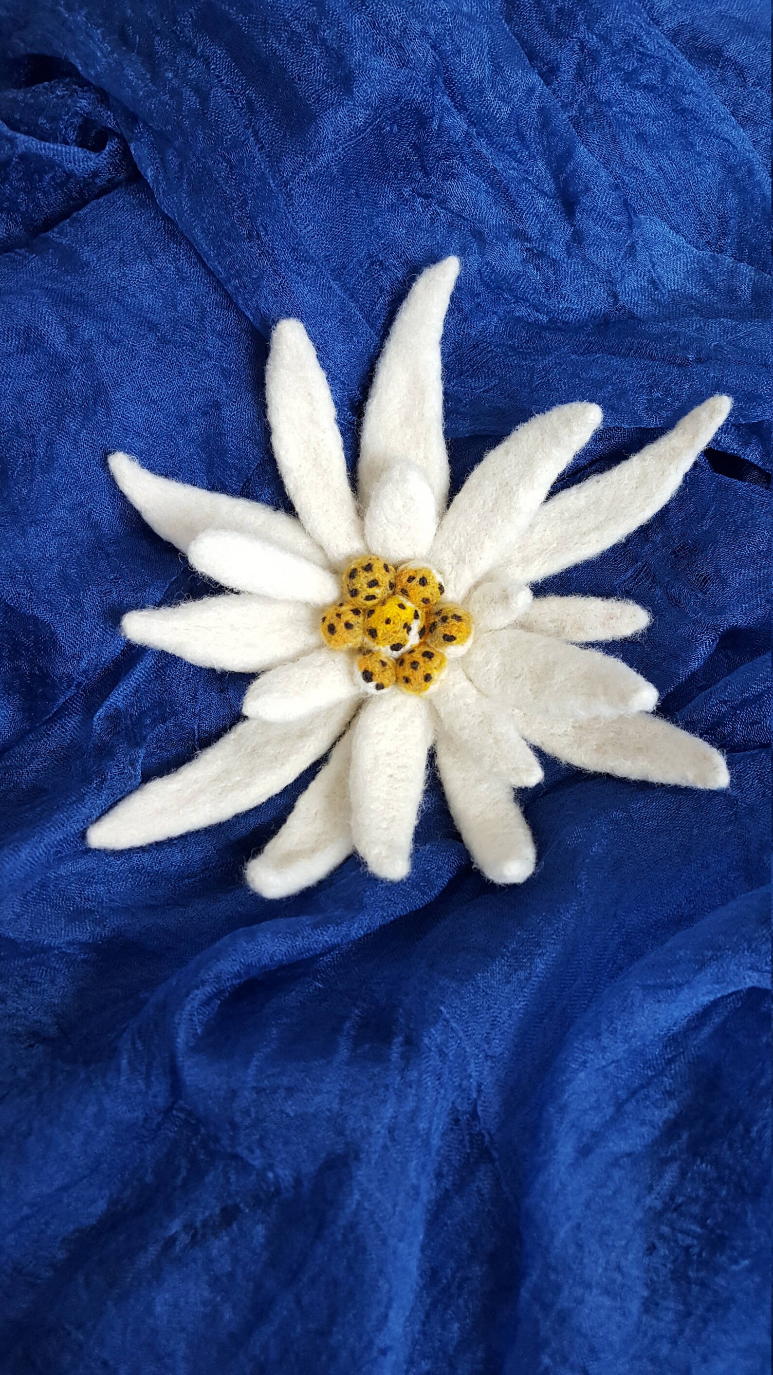 White Yellow Handmade Brooch Edelweiss Flower, Wool Textile Decoration ...