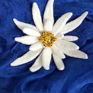 White Yellow Handmade Brooch Edelweiss Flower, Wool Textile Decoration ...