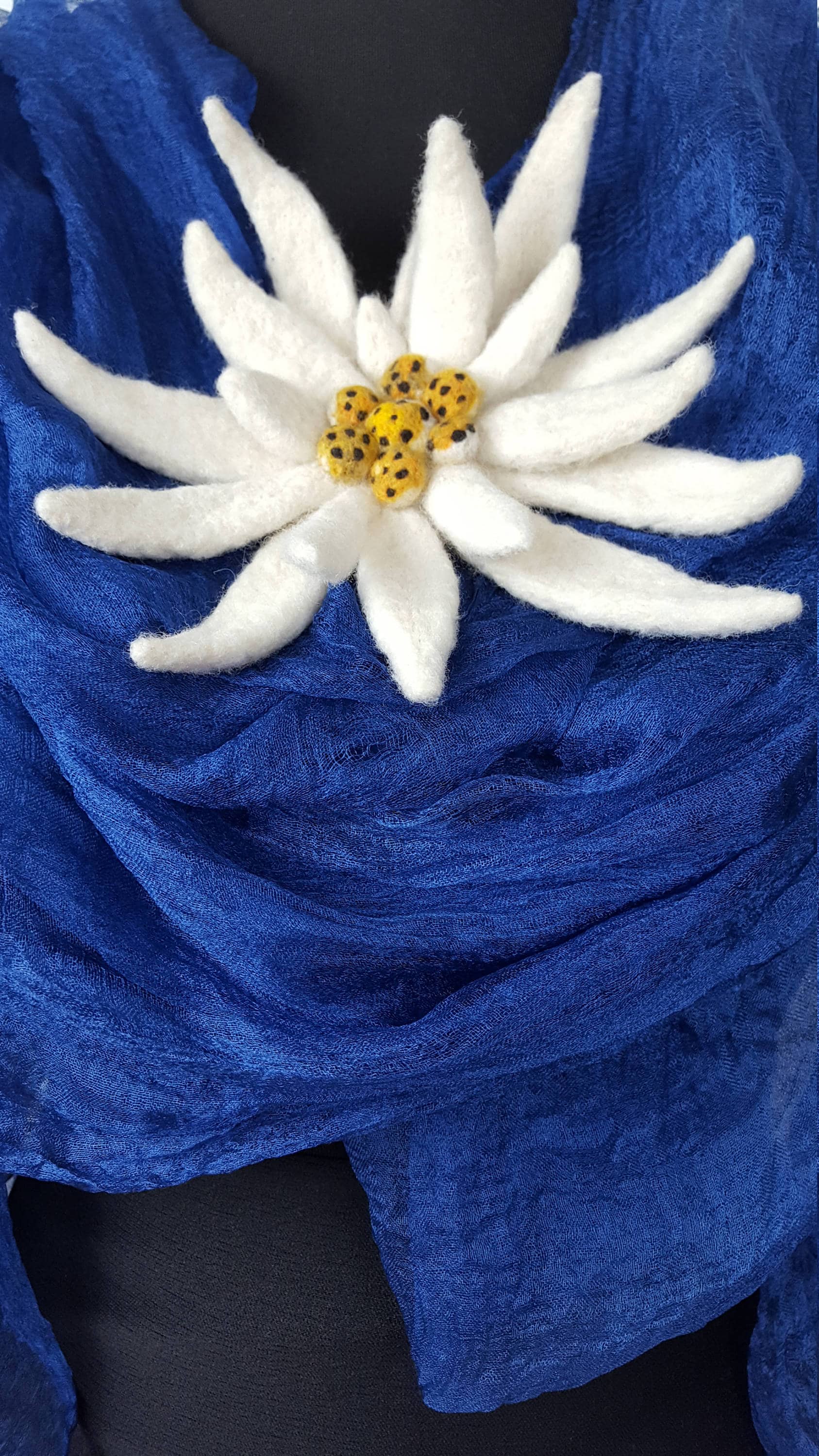 White Yellow Handmade Brooch Edelweiss Flower, Wool Textile Decoration ...