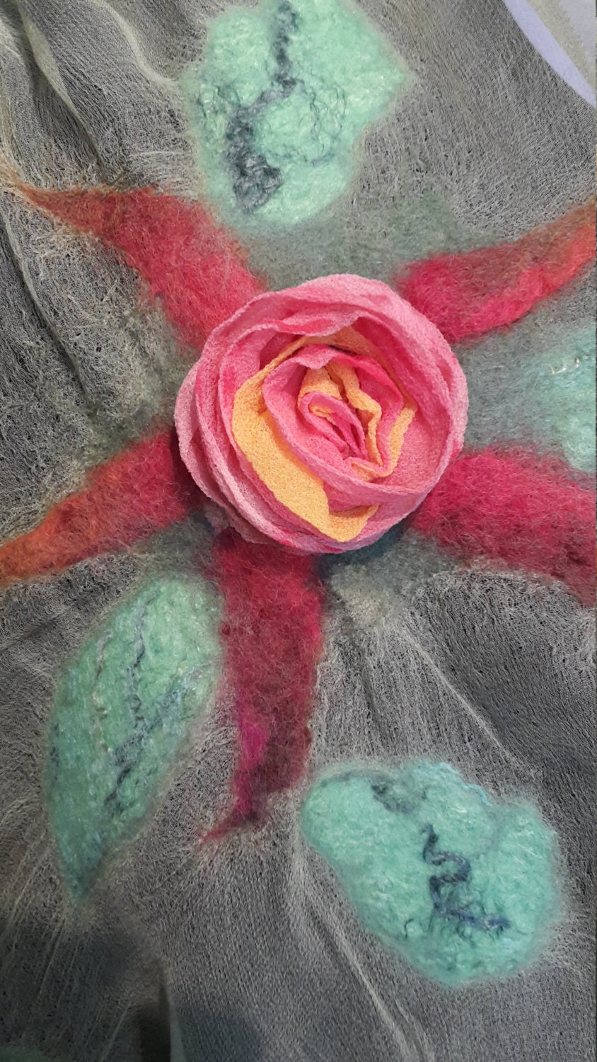Chiffon Nuno Felted Scarf Transparent Silk Felted Wool - Etsy