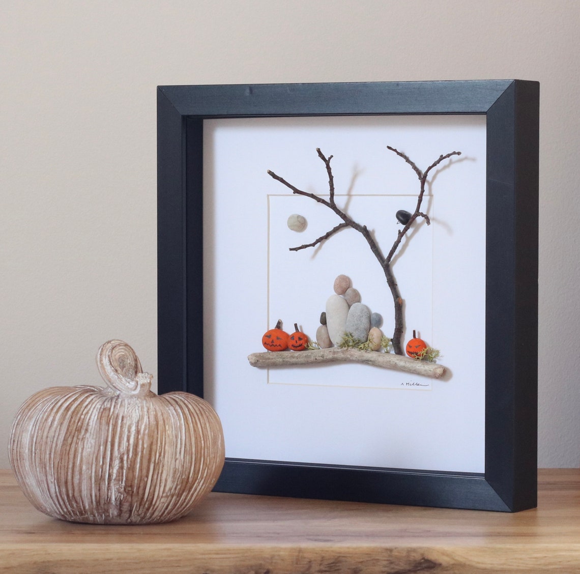 Pebble Art Halloween Picture of Family of 4, Pebble Art Pumpkin,fathers ...