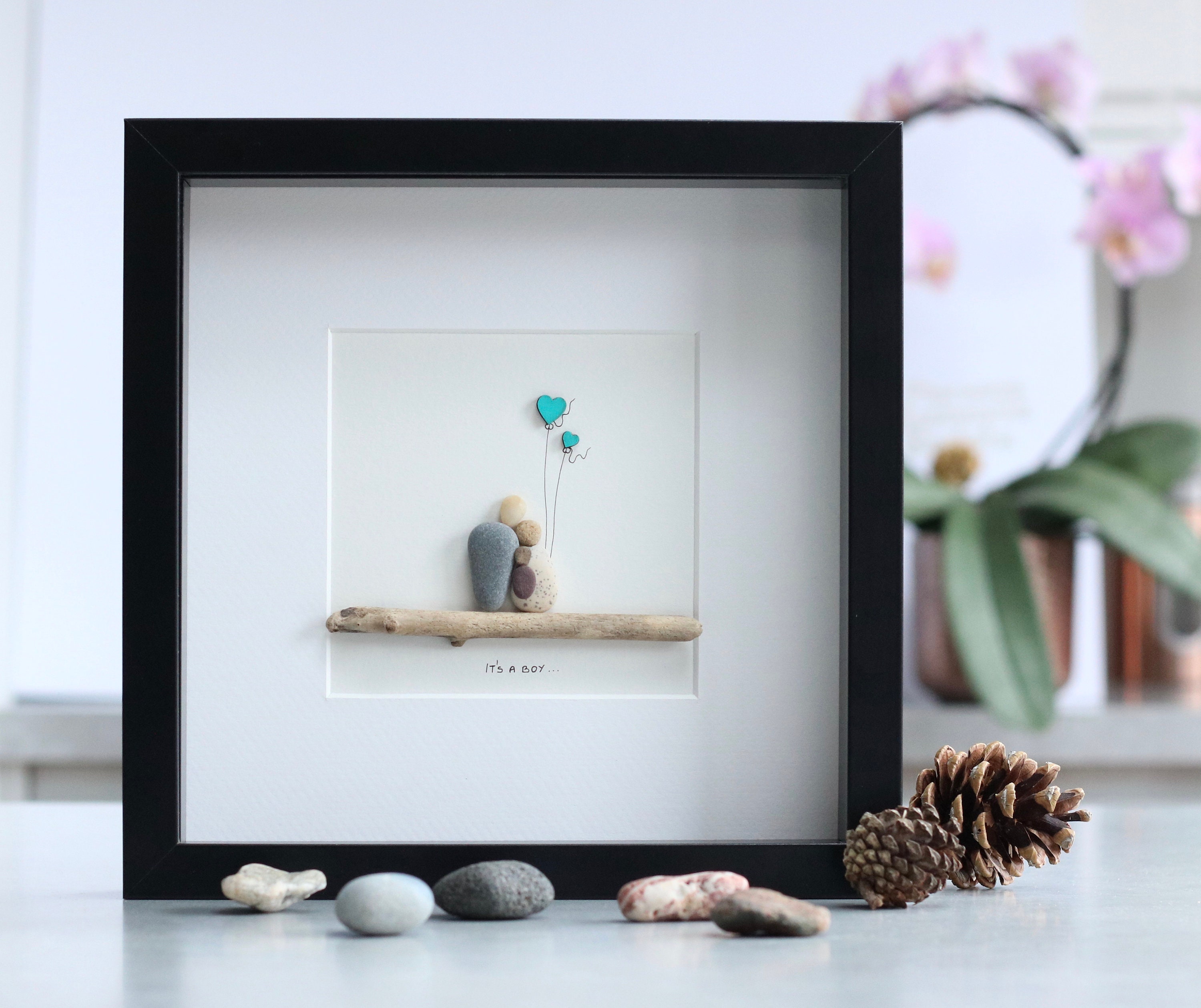 Pebble art family of 3 Newborn baby gift Personalised pebble | Etsy