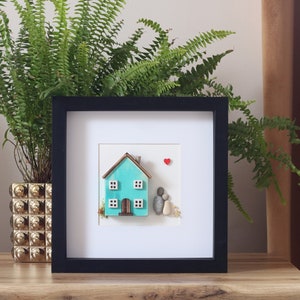 Pebble Picture House With a Couple, Pebble Art New Home, Housewarming ...