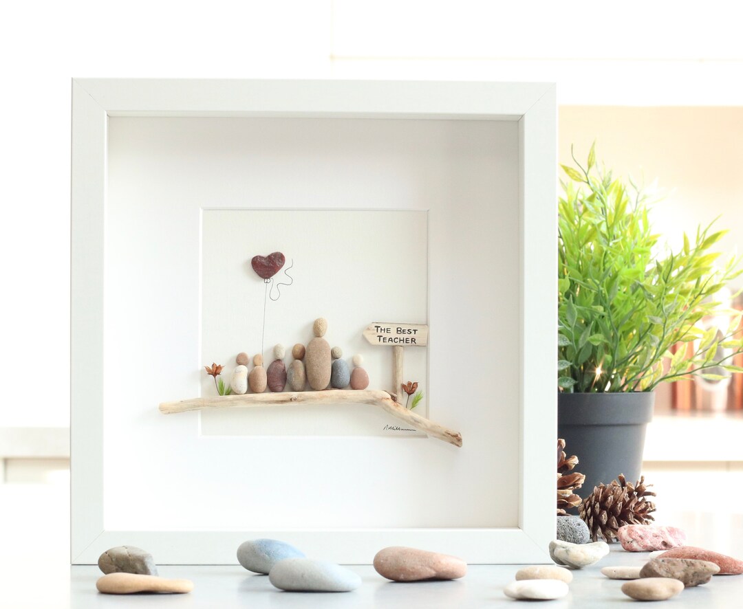 Personalised Pebble Art, Pebble Art Teacher With Pupils, Gift for ...