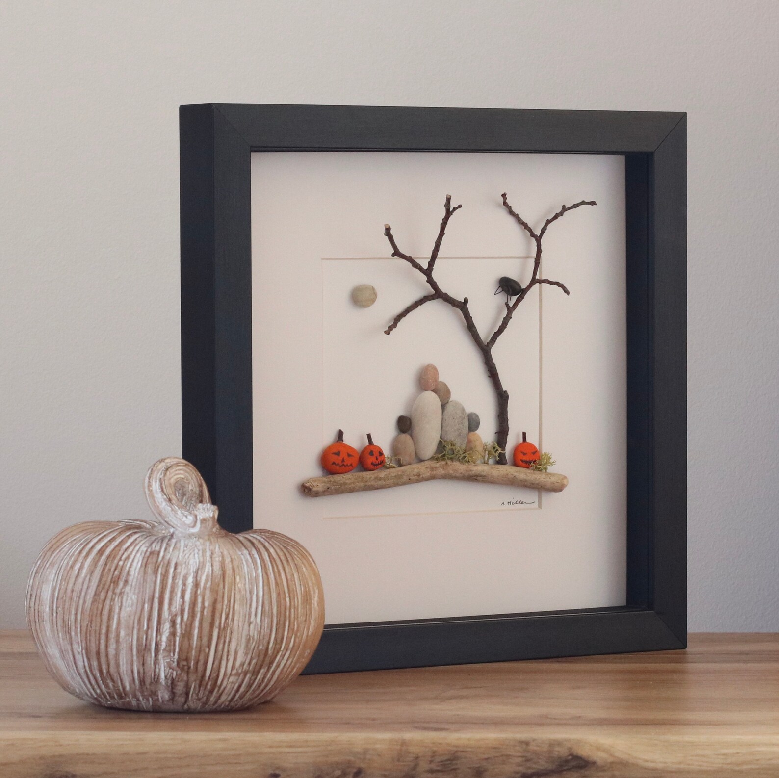 Pebble Art Halloween Picture of Family of 4, Pebble Art Pumpkin,fathers ...