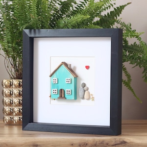 Pebble Picture House With a Couple, Pebble Art New Home, Housewarming ...