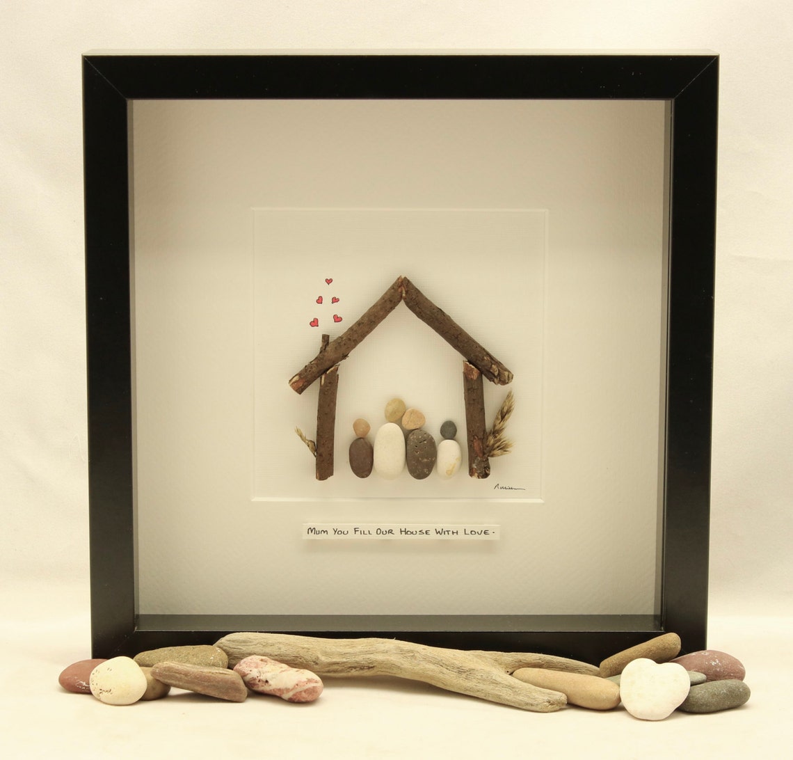 Pebble Art Pebble Picture Pebble Art Family of Four Family - Etsy