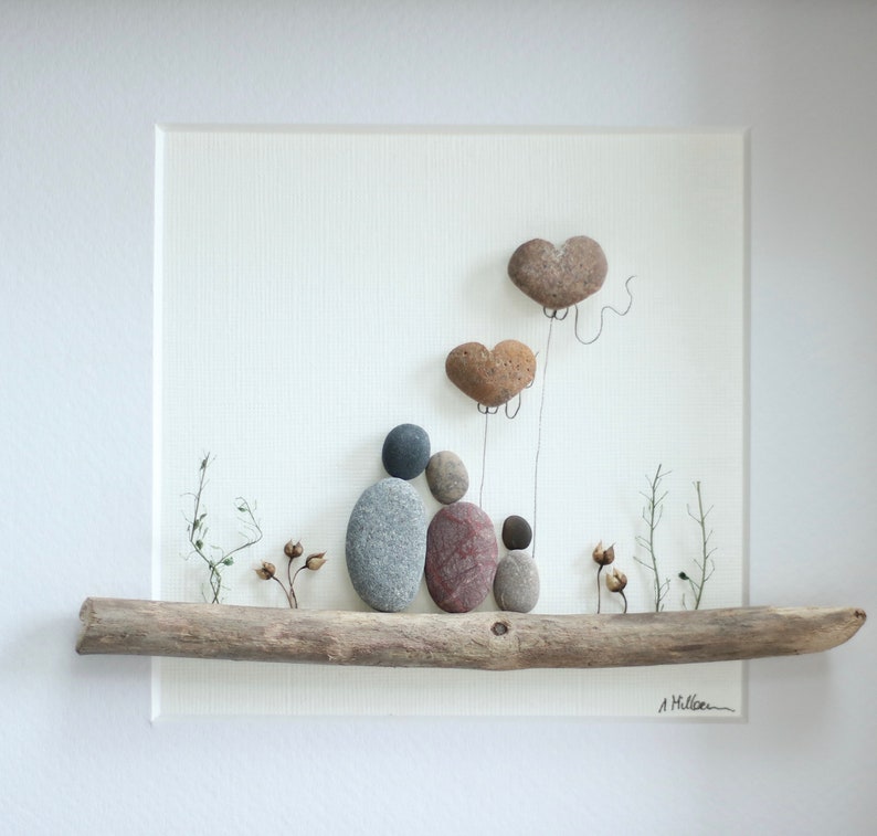 Pebble Art Family of Three Pebble Art Baby Mothers Day Gift - Etsy