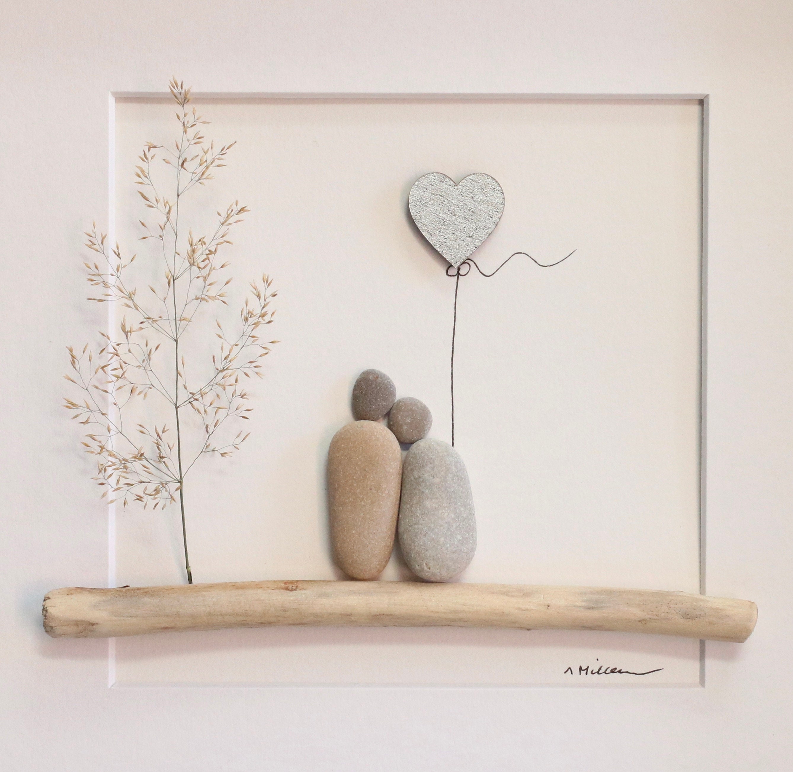 Silver Wedding Anniversary Pebble Art Couple Anniversary | Etsy