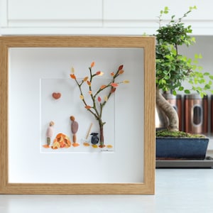 Pebble Art Autumn Scene, Autumn Tree With Leave Pile, Pebble Art Fall ...