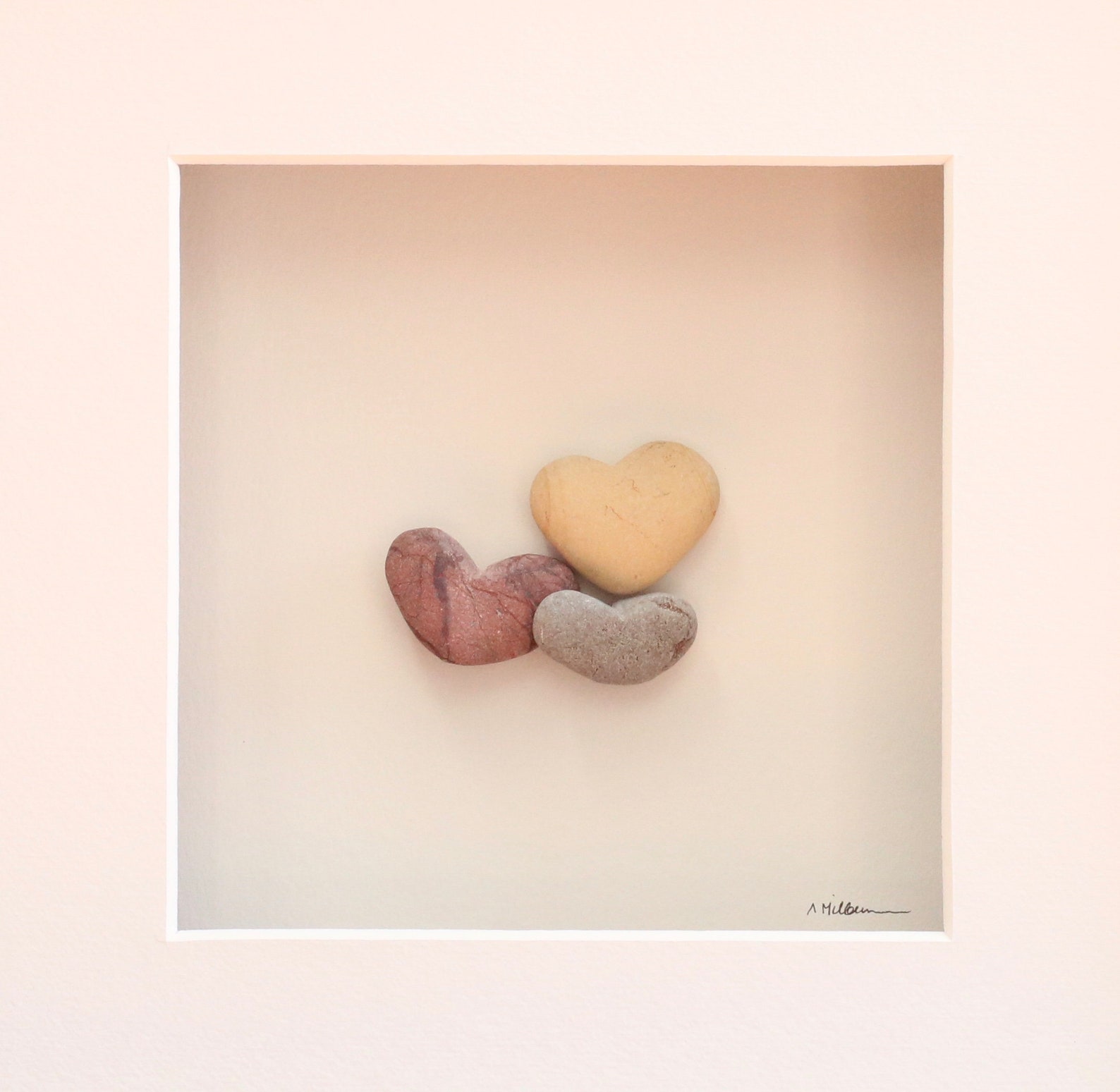 Pebble Art Love Hearts Personalised Pebble Picture Unique | Etsy