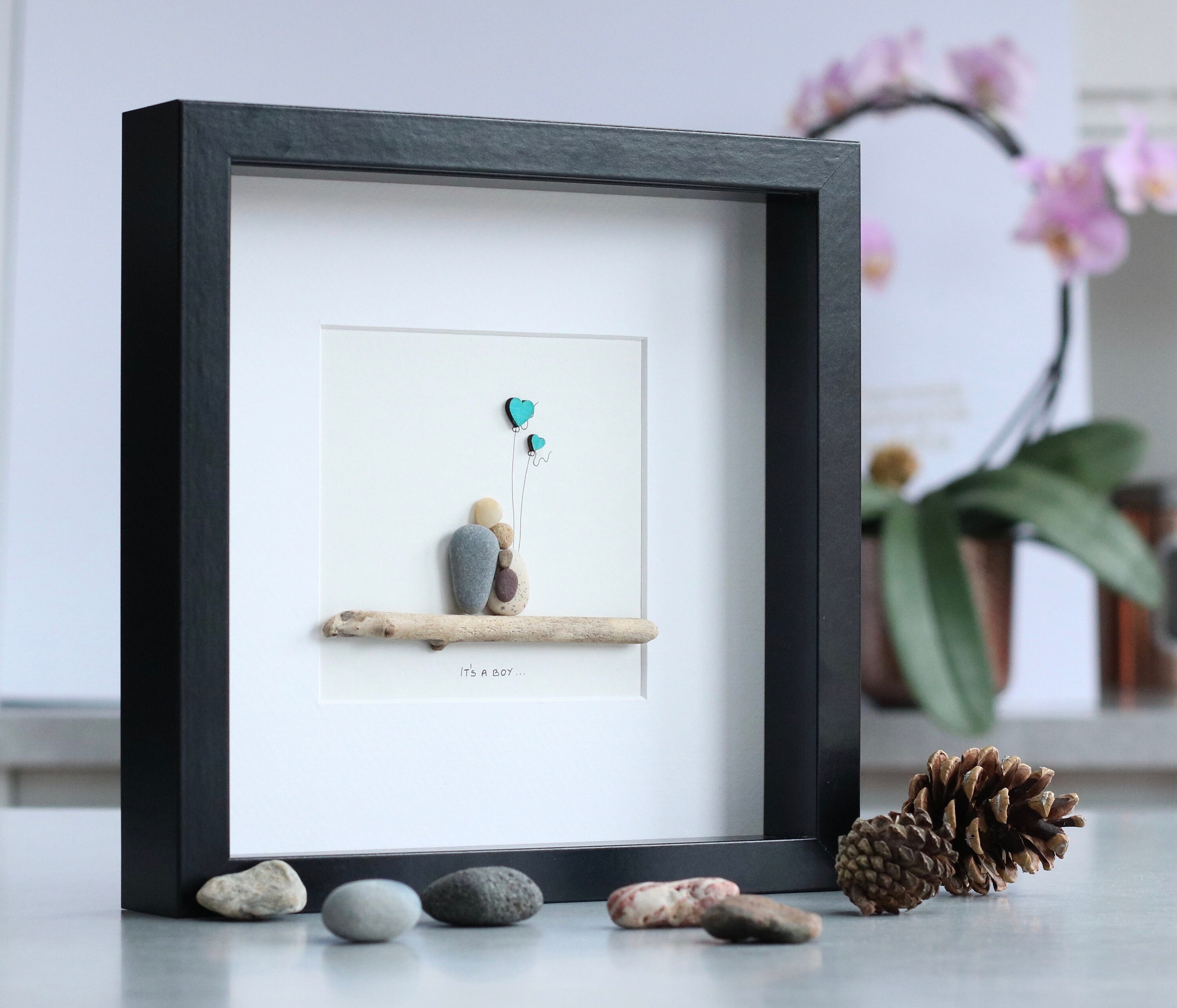 Pebble Art Family of 3 Newborn Baby Gift Personalised Pebble - Etsy UK