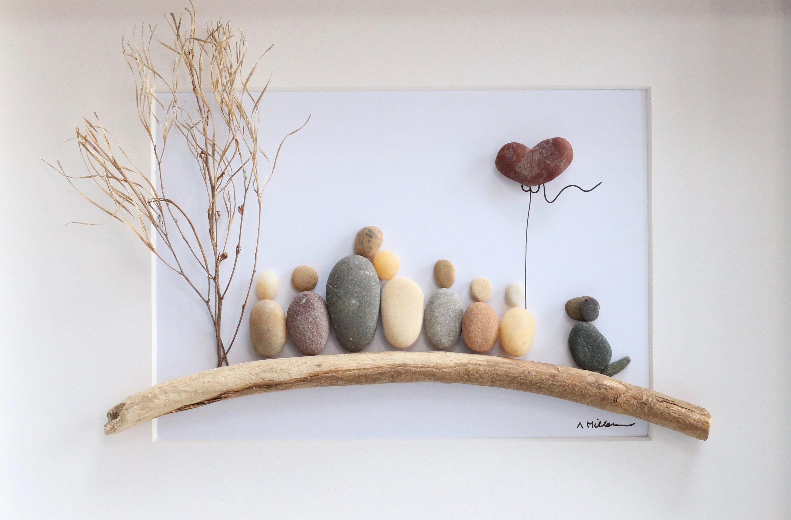 Pebble Art Picture Pebble Art Family of 7 With Dog Family - Etsy