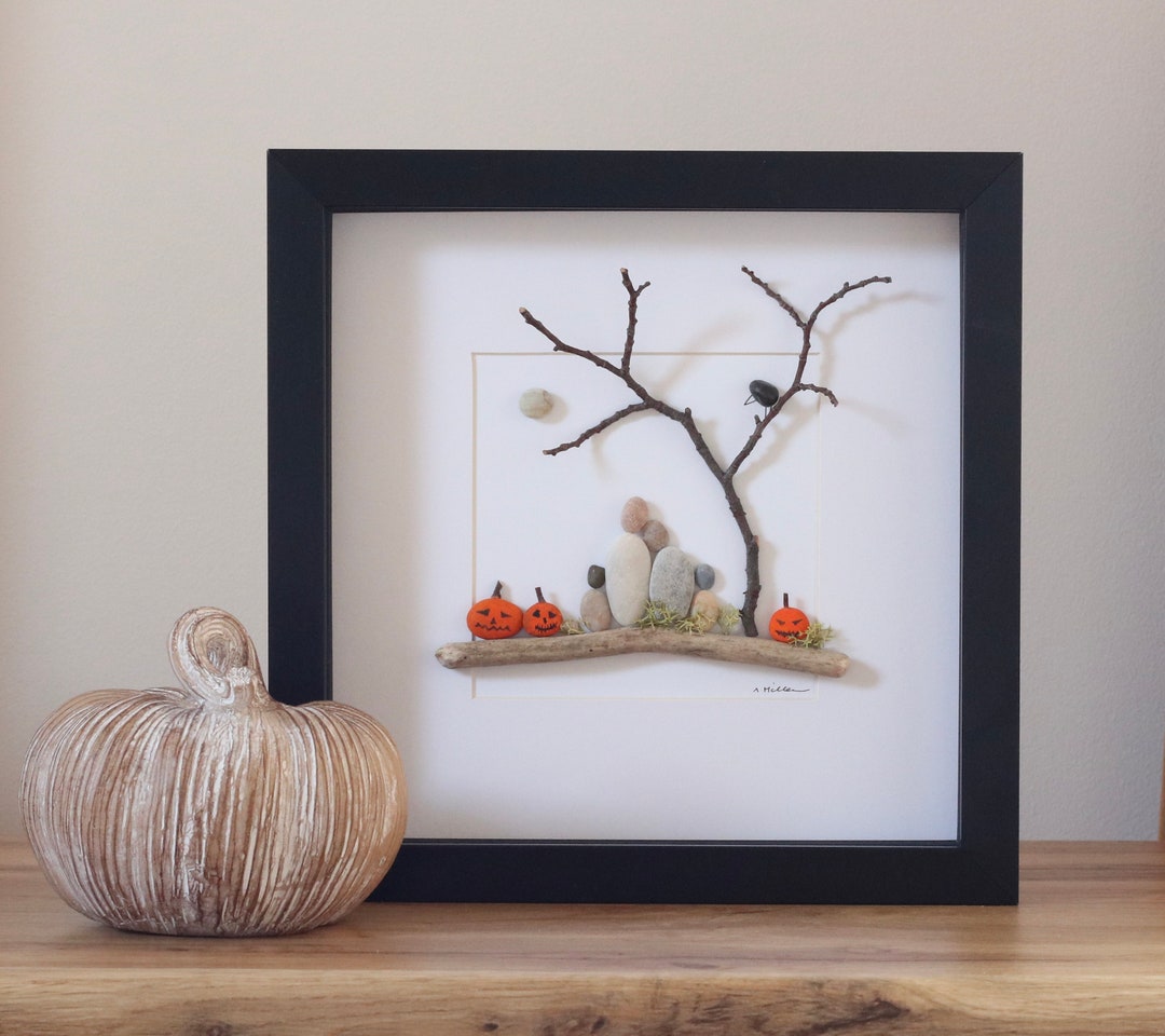 Pebble Art Halloween Picture of Family of 4, Pebble Art Pumpkin,fathers ...
