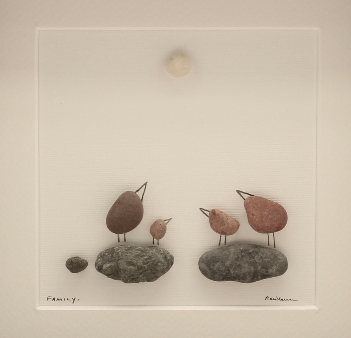 Pebble Art Picture Pebble Art Bird Family of Four Birds. | Etsy
