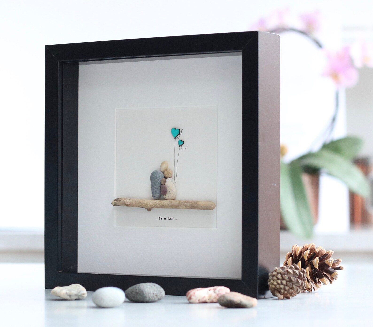 Pebble Art Family of 3 Newborn Baby Gift Personalised Pebble - Etsy UK