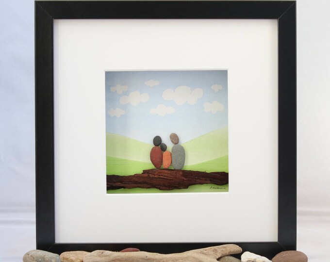 Pebble Family Portrait: Custom Framed Artwork (23cm) - Etsy