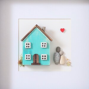 Pebble Picture House With a Couple, Pebble Art New Home, Housewarming ...