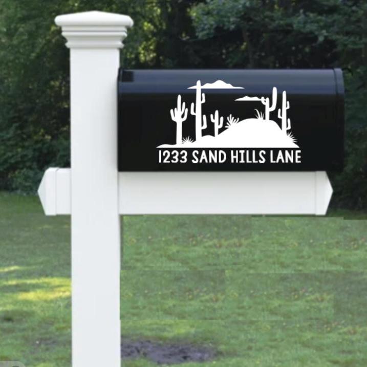 Personalized Mailbox Decal, Desert Mailbox Decal, Mailbox Decal Address ...