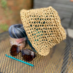 Bucket Hat Crochet Pattern, Raffia Bucket Hat Crochet Pattern, Rafia ...