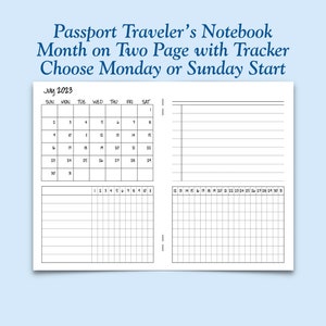 Printed Passport Size Month on Two Page With Habit Tracker - Etsy