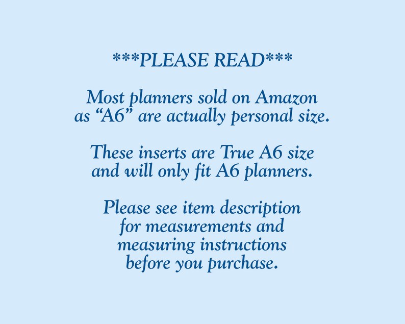 UNDATED Printed TRUE A6 Size Week on One Page Ring Planner Inserts - 6 ...