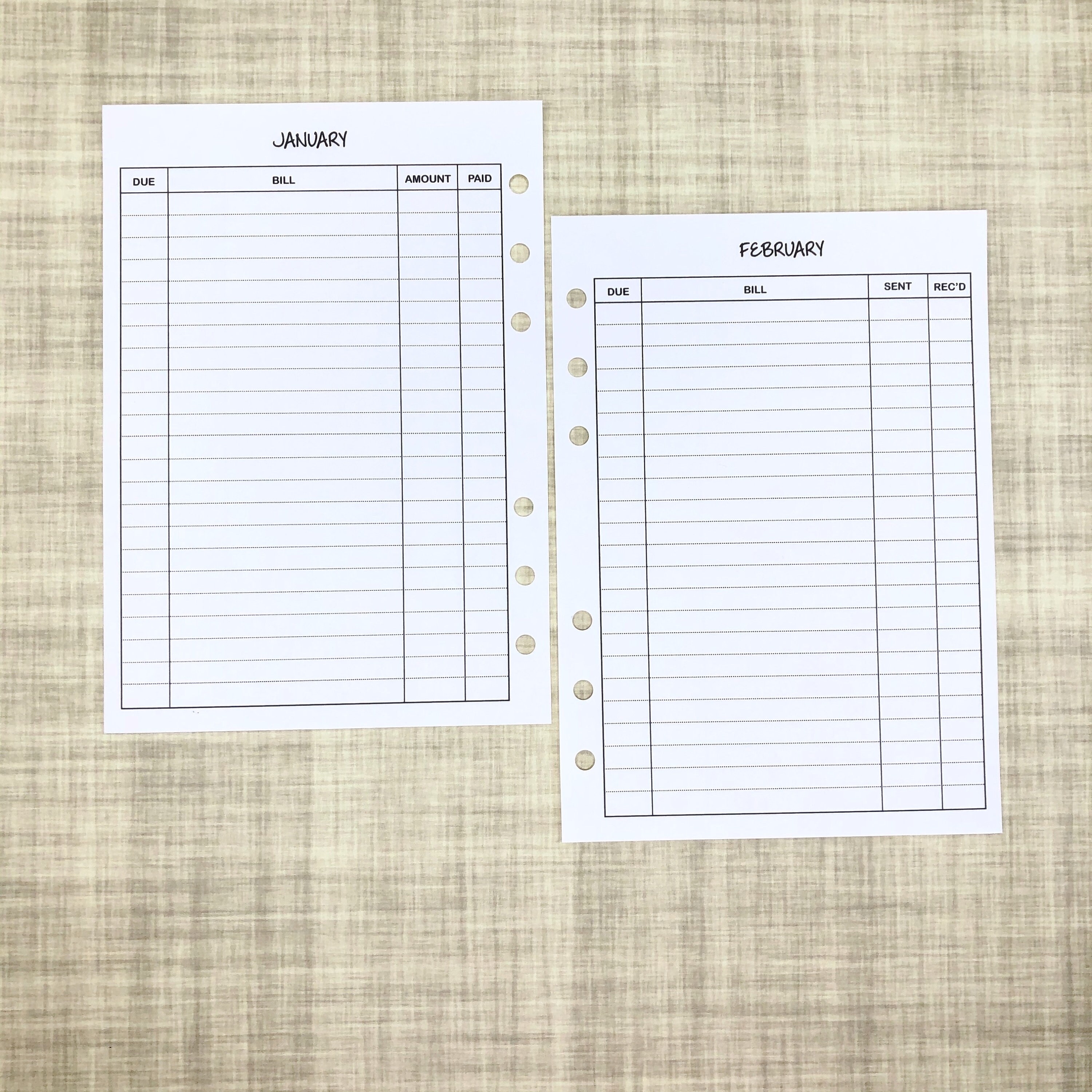 Paper Party Supplies Printed Personal Size Bill Tracker Ring Planner paper-party-supplies-printed-personal-size-bill-tracker-ring-planner