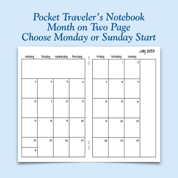 Month on Two Pages - Etsy