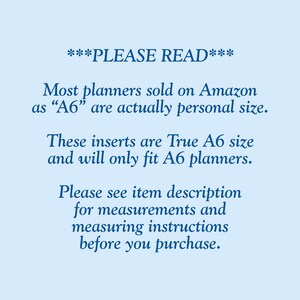 UNDATED Printed TRUE A6 Size Day on One Page Ring Planner Inserts ...