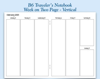 B6 Weekly Planner Insert TN - Etsy