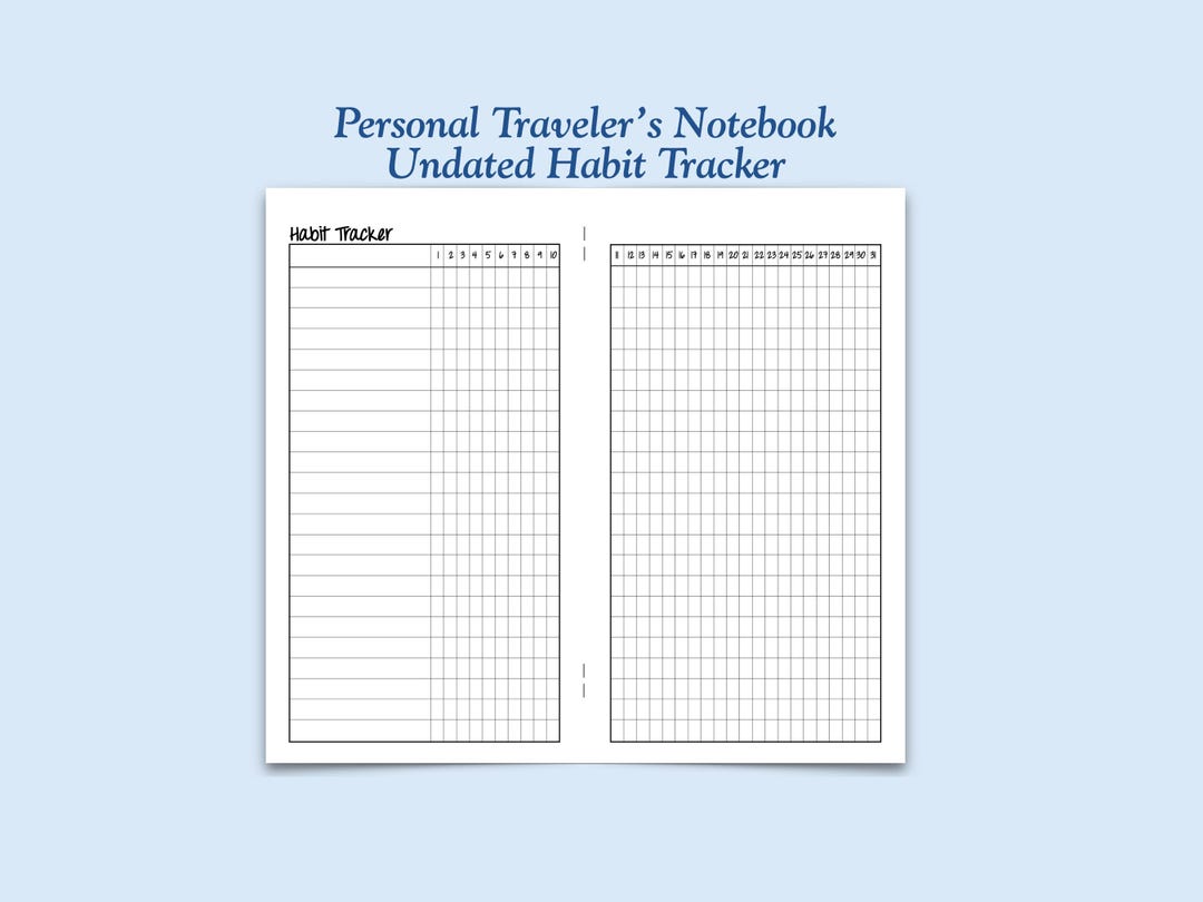 Printed UNDATED Personal Size Habit Tracker Traveler's Notebook Insert ...