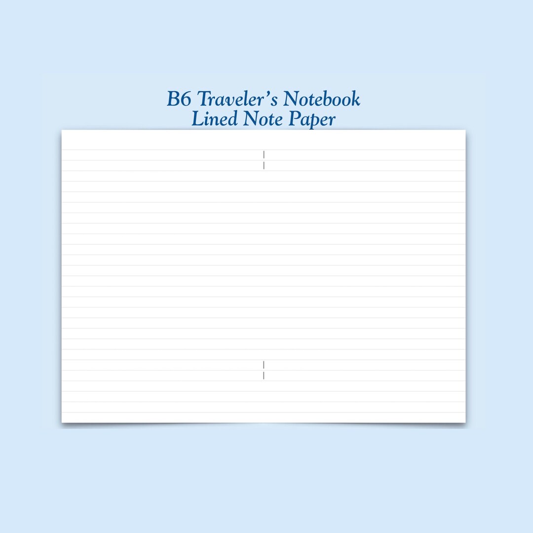 Printed B6 Size Lined Paper Traveler's Notebook Insert - Etsy