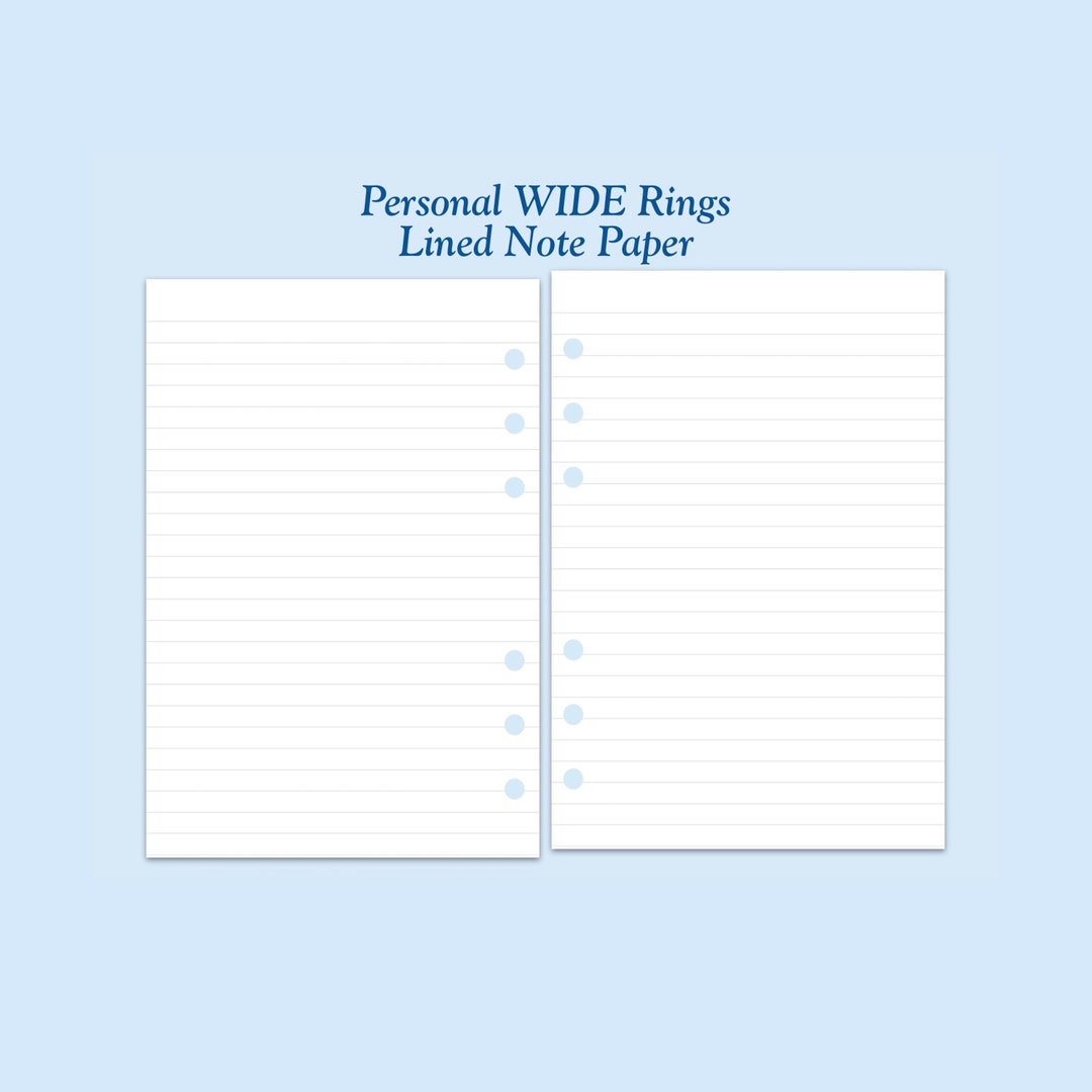 Printed Personal WIDE Size Lined Paper Ring Planner Inserts - Etsy