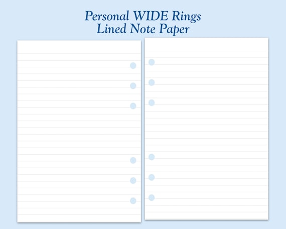 Printed Personal WIDE Size Lined Paper Ring Planner Inserts - Etsy