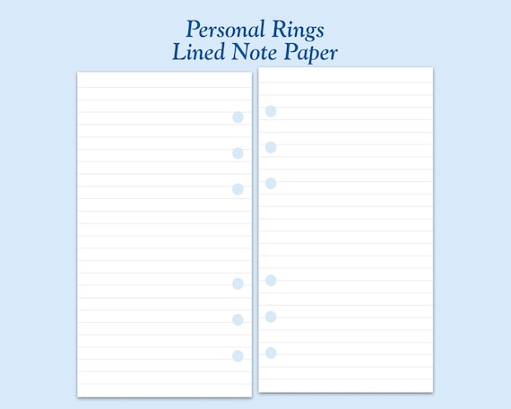 Printed Personal Size Lined Note Paper Ring Planner Inserts | Etsy