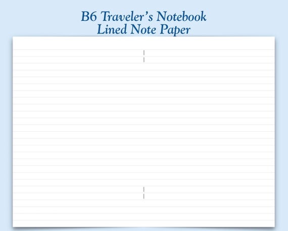 Printed B6 Size Lined Paper Traveler's Notebook Insert - Etsy
