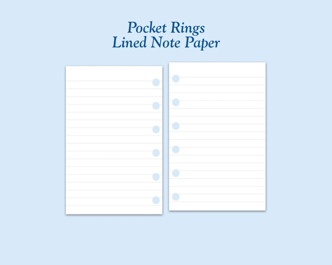 Printed Pocket Size Lined Note Paper Ring Planner Inserts - Etsy