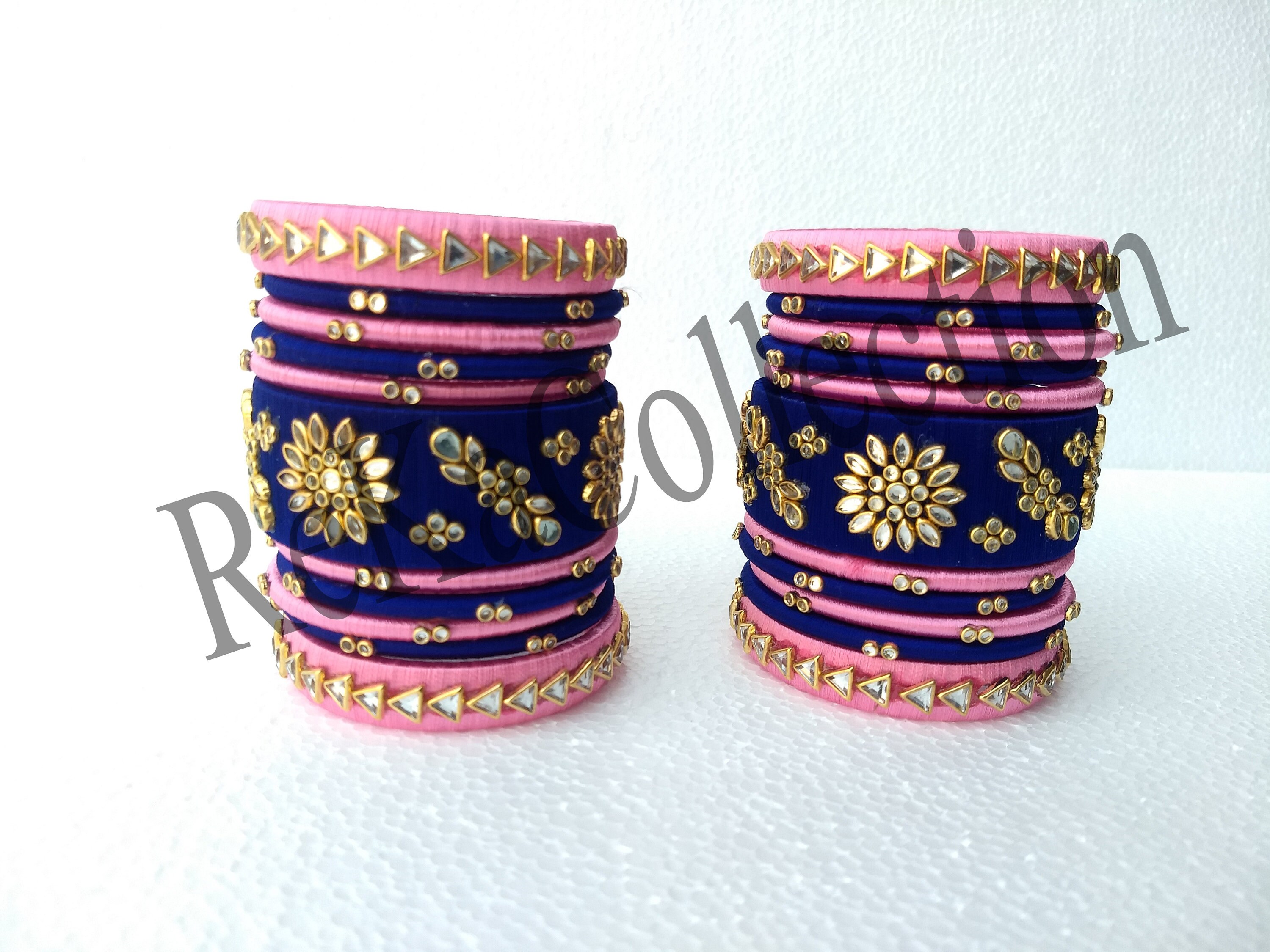 Silk Thread Bangles Set of 2 Stacking Bracelets Indian | Etsy