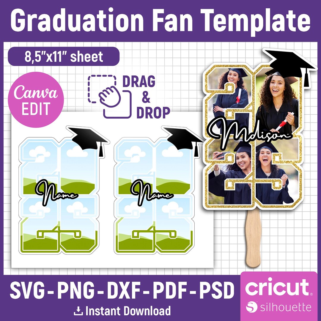 Grad Paddle Fan Template, Custom Grad Fan, Graduation Fan Template ...